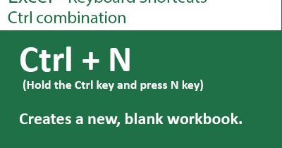 Raj Excel: Excel Shortcut Keys: Ctrl + N (Create a new workbook)