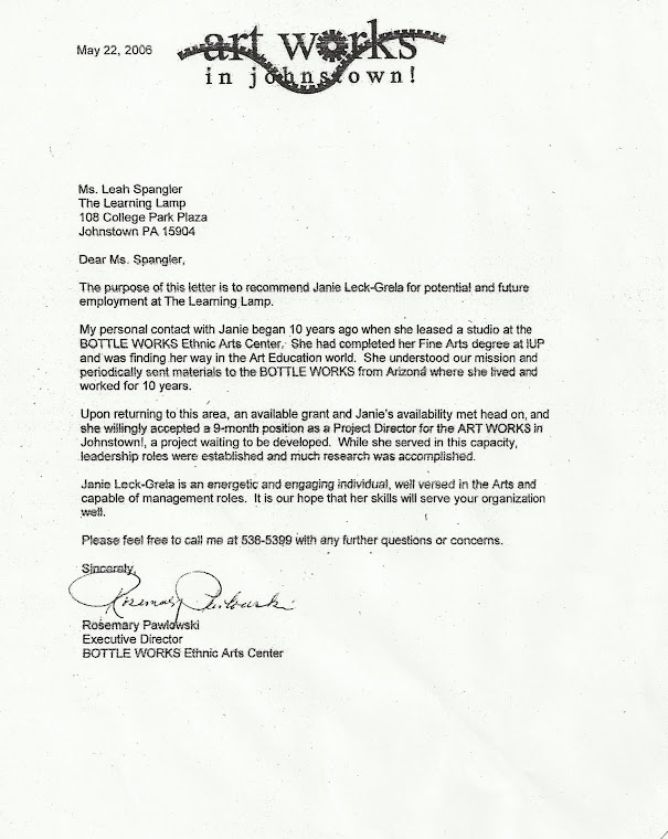 Janie Leck- Grela: Letter of Intent