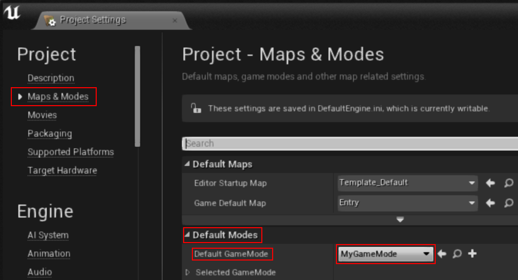 I touchs: Unreal: Players & Input > Game Modes