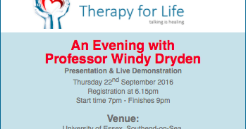 Therapy for Life blog Spot: An Evening with Professor Windy Dryden