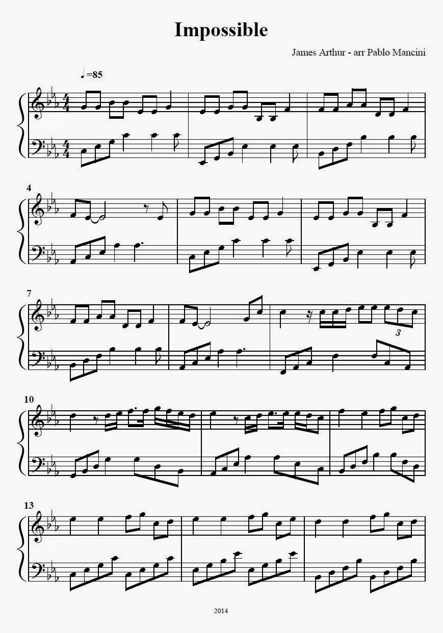 Partituras Ineditas Para Piano Impossible James Arthur