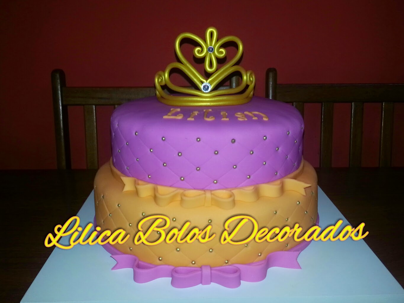Lilica Bolos Decorados: Bolo Pink e Laranja
