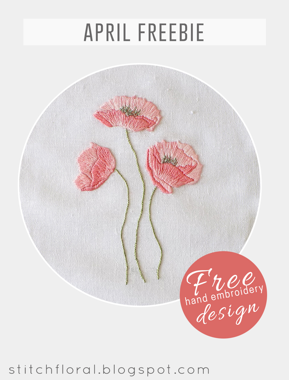 Dancing poppies: hand embroidery freebie! - Stitch Floral