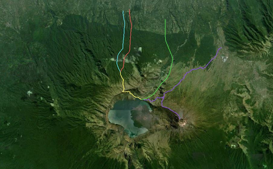 Peta Topografi Jalur Track Gunung Rinjani Yang Sering Dikunjungi ...
