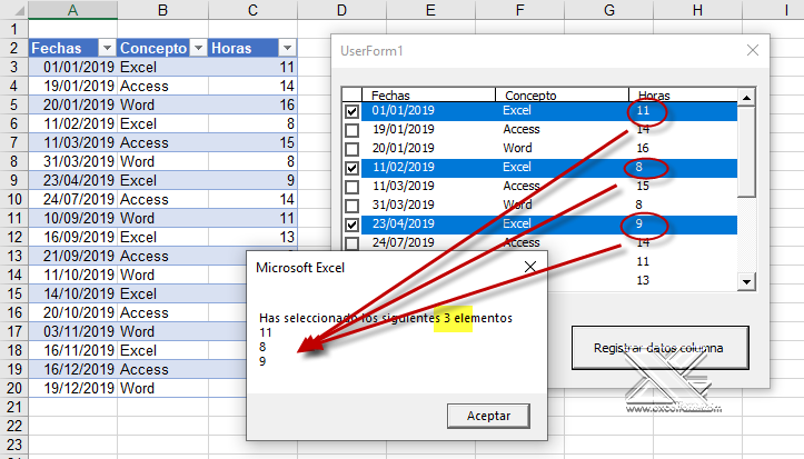 Vba Recuperar Columna De Un Listbox Excel Foro Ejercicios Ejemplos
