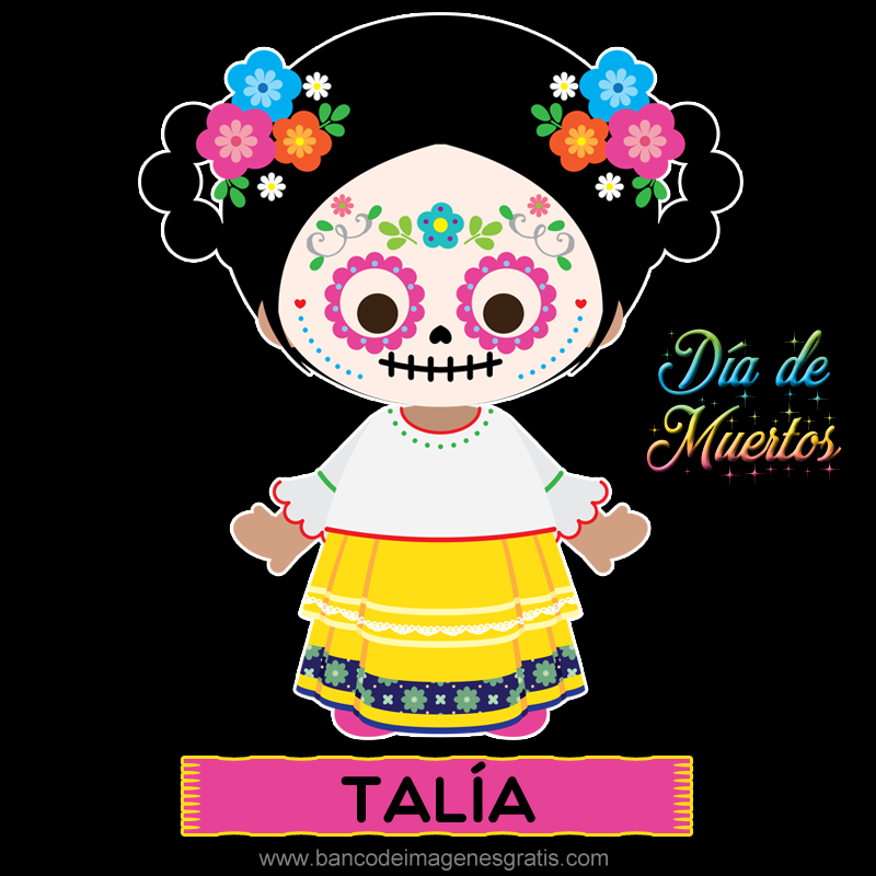 Banco de Imágenes Gratis: 60 Catrinas coloridas con nombres de niñas y ...