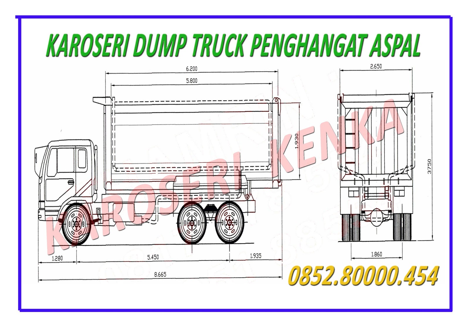 DIMENSI / UKURAN DUMP TRUCK all type >> KAROSERI KENKA