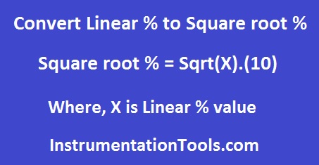 Formula for Linear % to Square root % conversion | Instrumentation Tools
