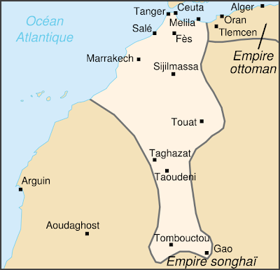 Saadian Empire Map 1590 - Historical Map of The Saadi dynasty of Morocco