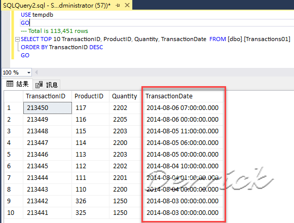 德瑞克:sql Server 學習筆記 Sql Server Where Search Condition With Date Use