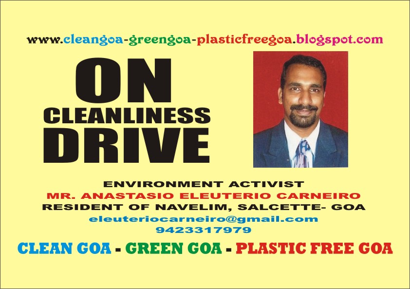 CLEAN GOA- GREEN GOA - PLASTIC FREE GOA: ON CLEANLINESS DRIVE