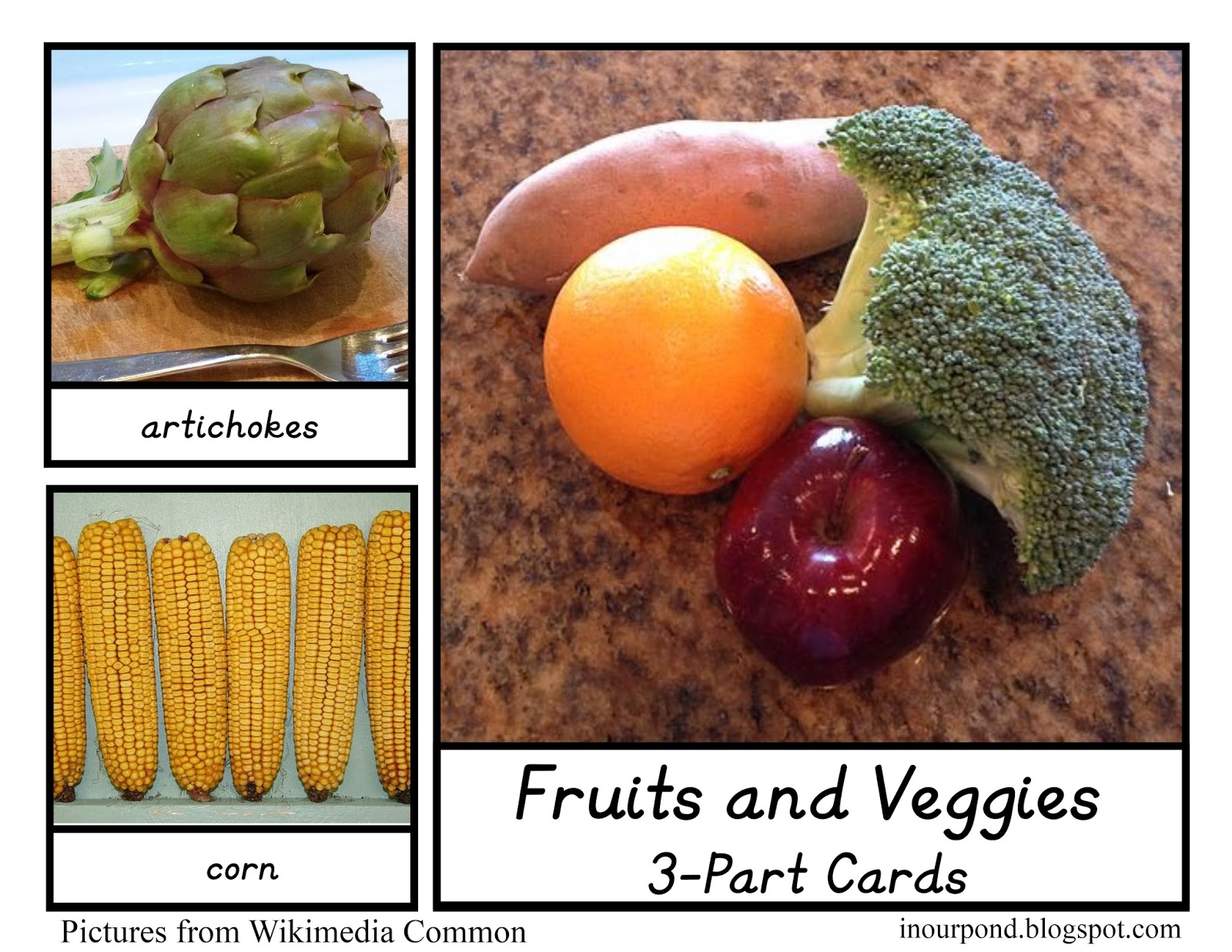 Fruits and Veggies 3-Part Cards