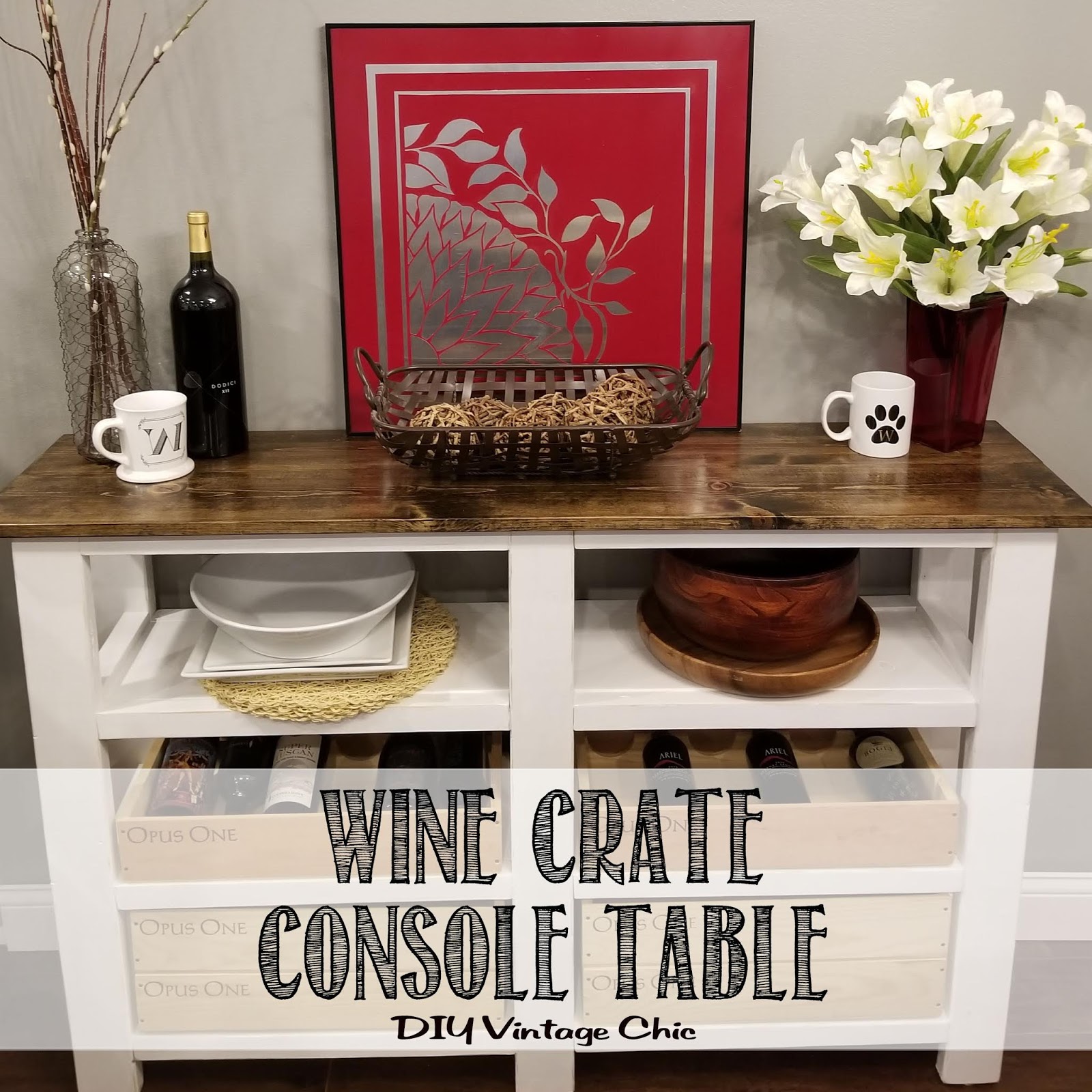 DIY Wine Crate Console Table
