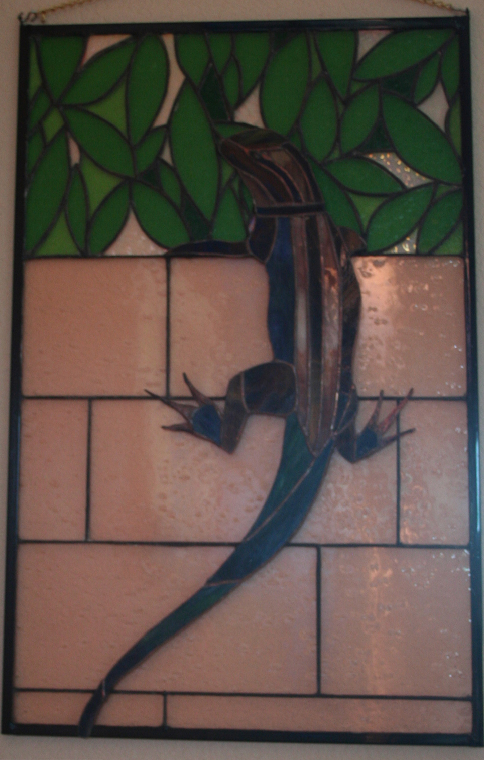 Scoon Glass Creations: Lizard stained glass panel