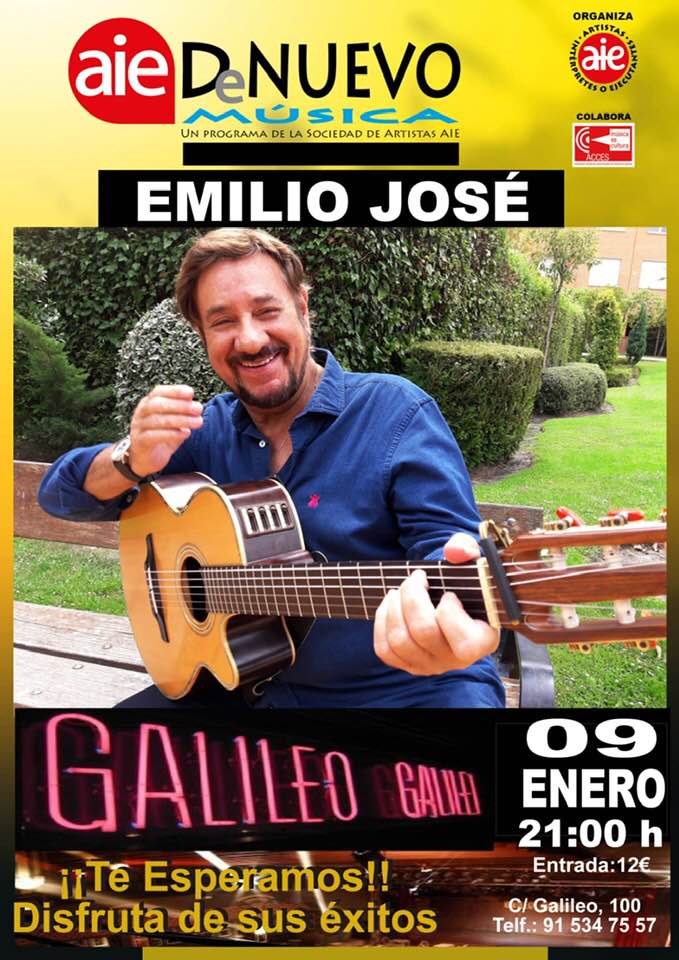 Zona Norte de Madrid: Emilio José, primer concierto del año en Galileo ...