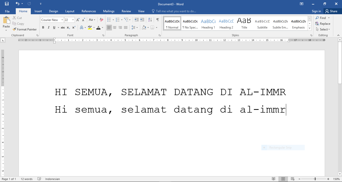 Cara agar tulisan seperti naskah film di Microsoft word
