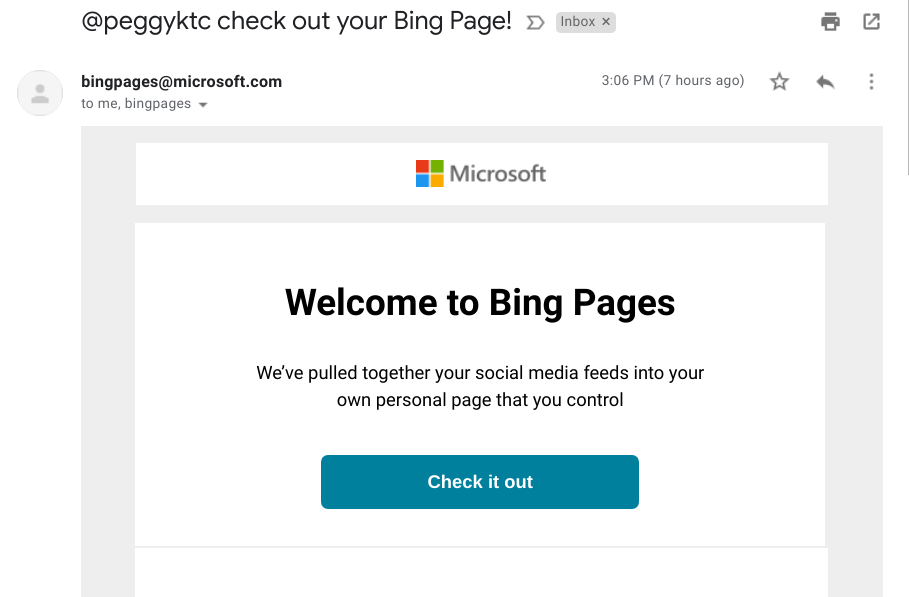 Set up a Bing Page for your public persona or business brand