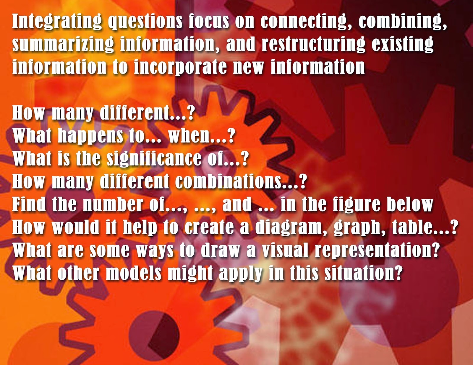 Reading Sage: Blooms Taxonomy Math Question Stems