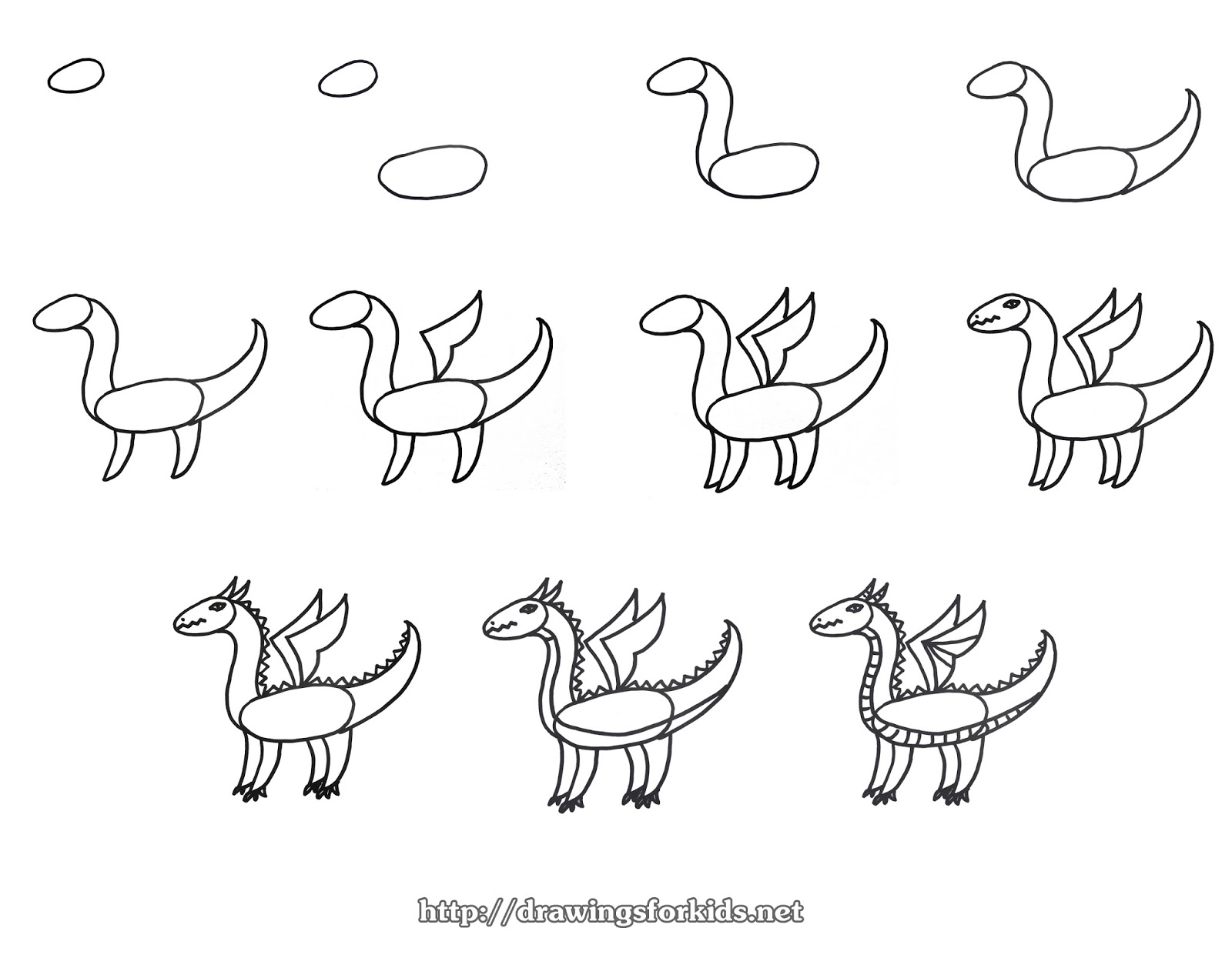 How to draw a Dragon for kids