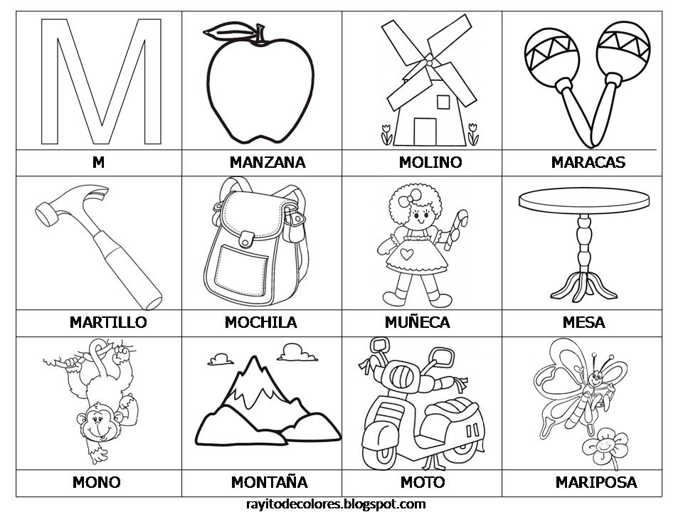 Rayito de Colores: Alfabeto en palabras de la A a la Z