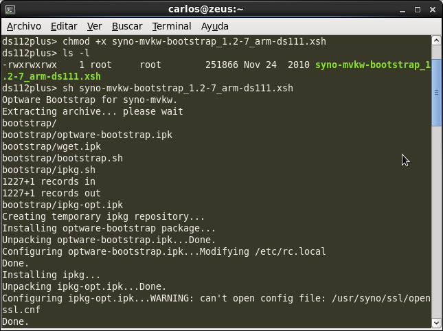 El poder de 01100011 Unix-FreeBSD: Instalar ipkg Synology
