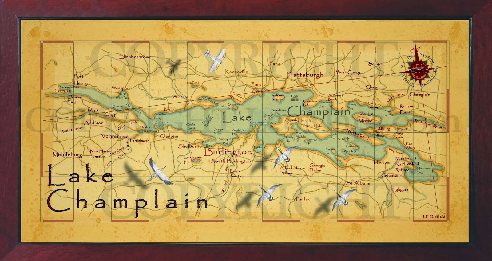 BaitRageous: Wall Map of Lake Champlain