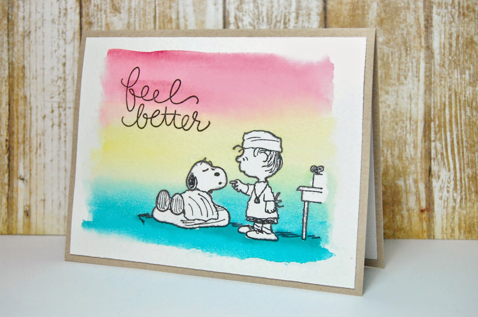 Chering the Ryl Me: Feel Better Snoopy Watercolour Card