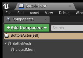 Liquid material in a bottle