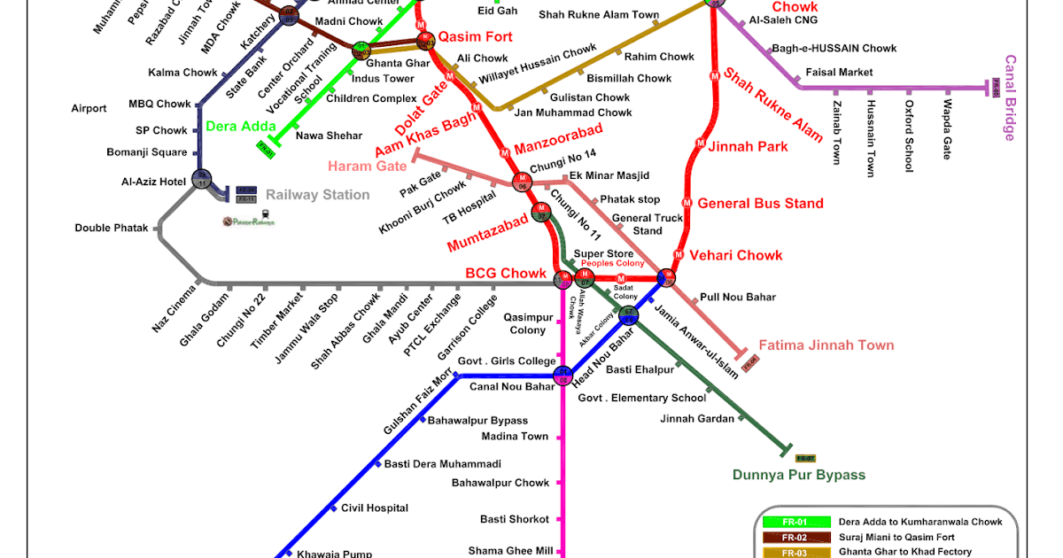 Multan Feeder Routes Map (Phase-I) - Multan