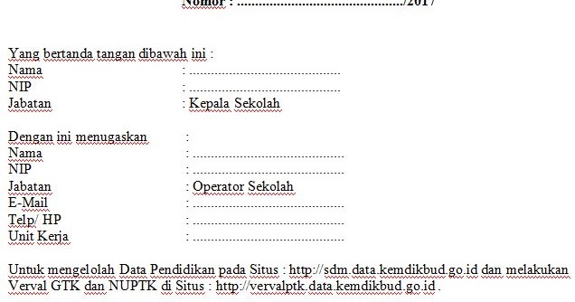 Contoh SK Operator Penugasan Verval PTK Dan NUPTK SDM PDSPK 2017/2018 ...