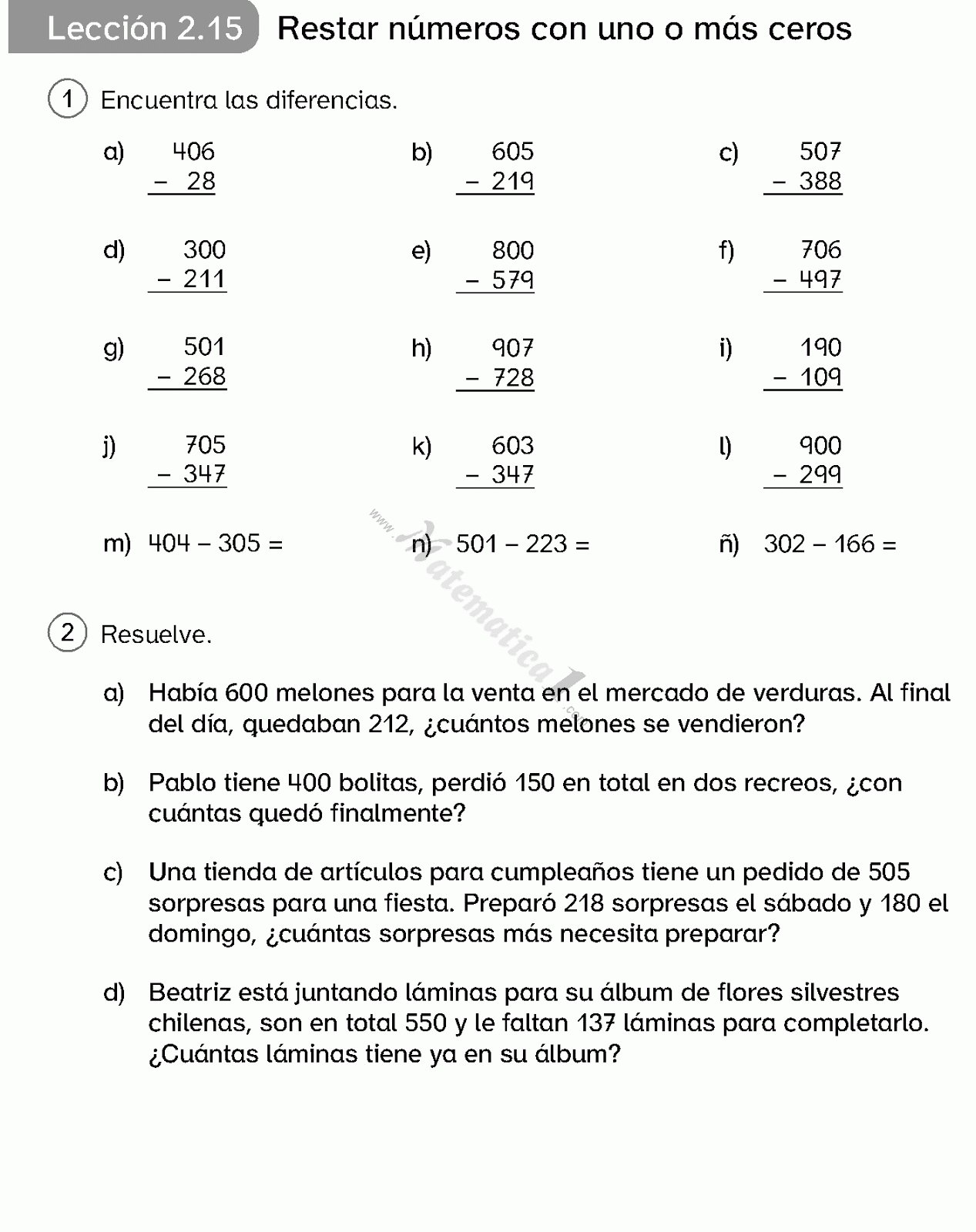 CALCULO MENTAL EJEMPLOS RESUELTOS DE MATEMATICA 3–TERCERO BASICO PDF