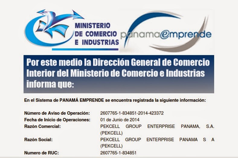 LEGALIDAD PANAMA ~ PEKCELL EN PANAMA Y EL MUNDO