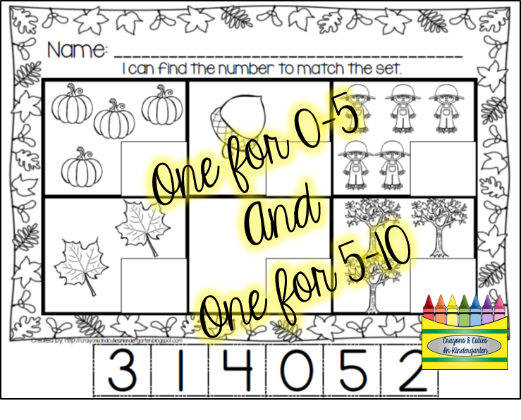 Crayons & Cuties In Kindergarten: No Prep Number Fun For Fall!