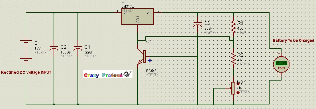 Battery Charger Circuit | CRAZY PROTEUS