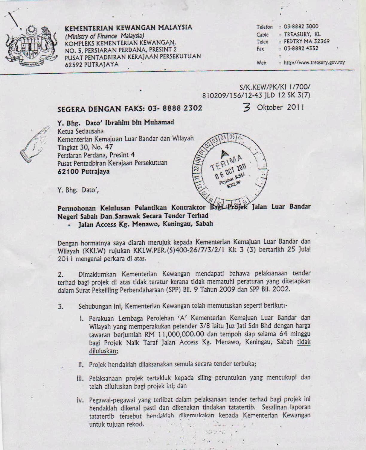 APA JADI DENGAN TENDER KKLW INI? SENYAP BEGITU SAHAJA!