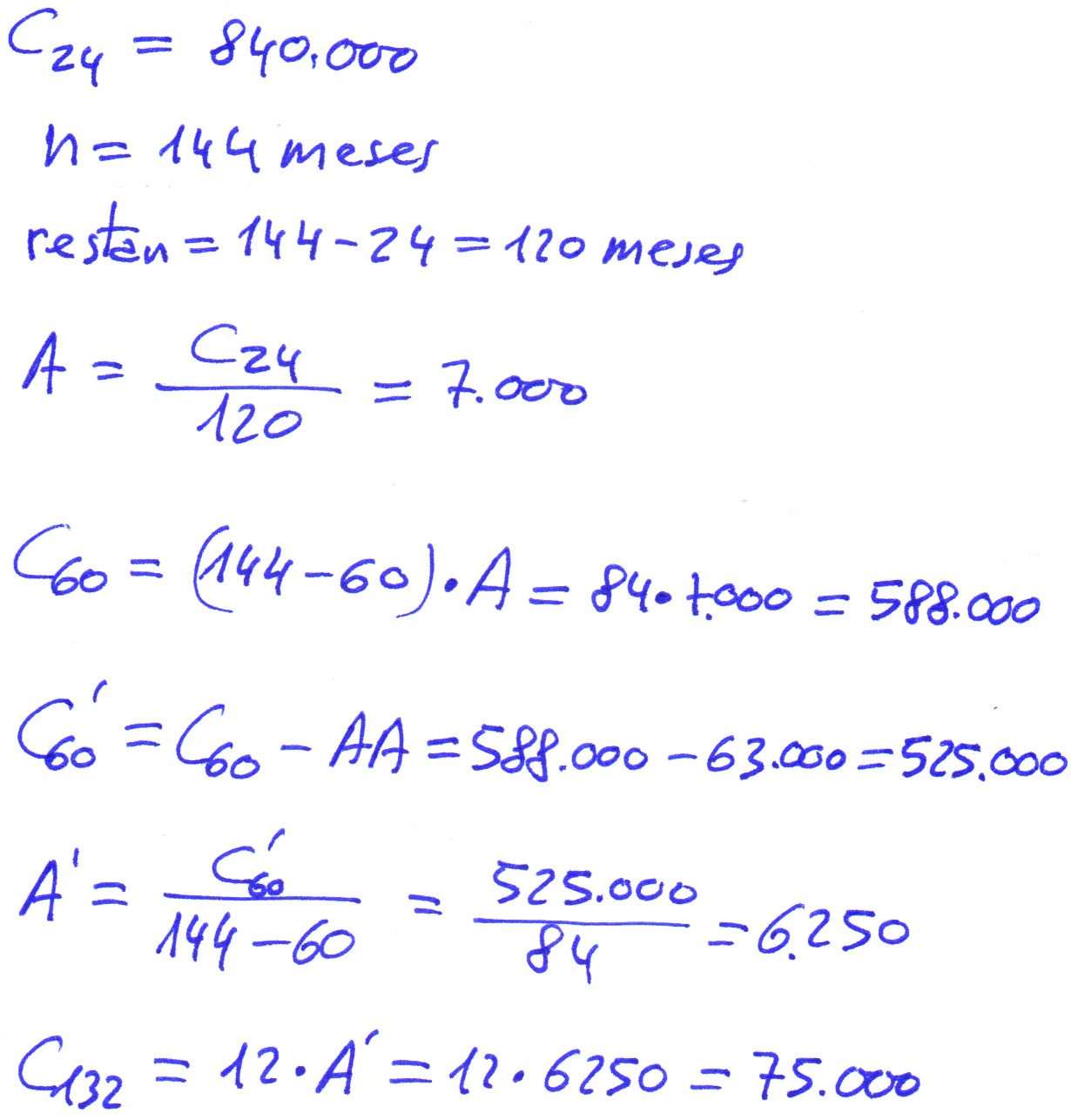 Matemáticas Financieras: Capital vivo de un Italiano con AA