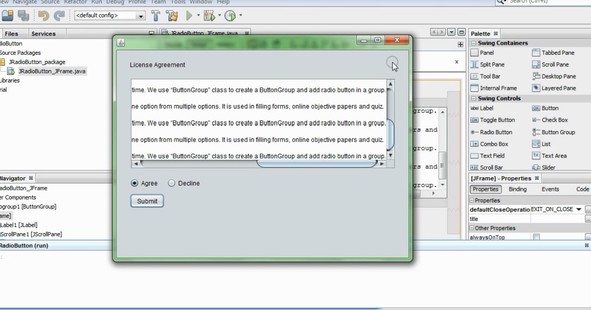 Java Swing jRadioButton Usage Tutorial | Tutorial101