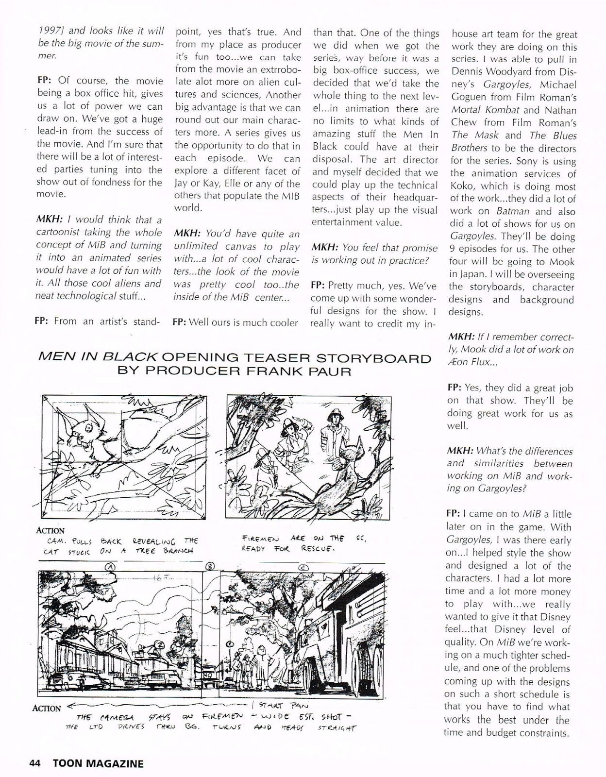 The Dork Review: MIB the Series Article from Toon Magazine