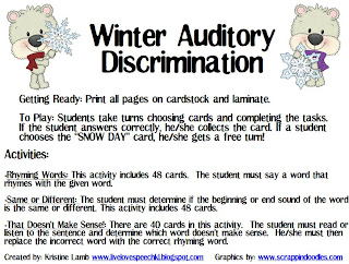 Live Love Speech: Winter Auditory Discrimination