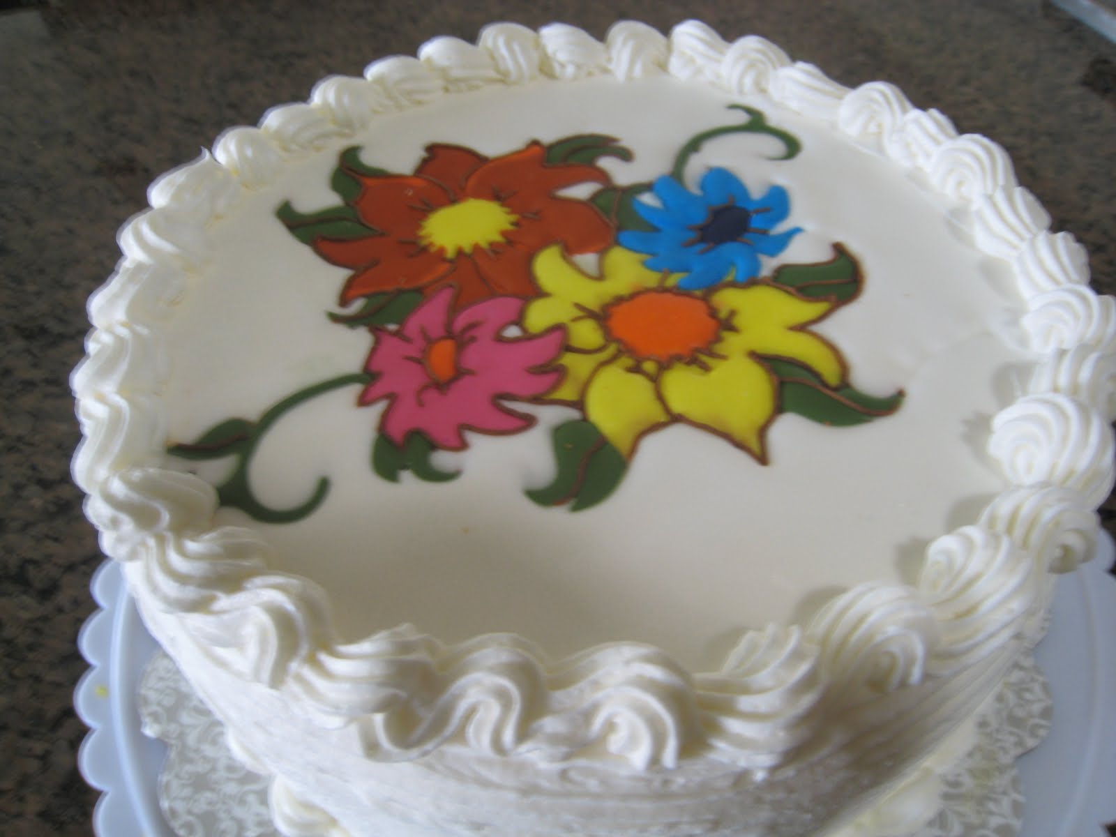 Judy Cakes Sugar Arts: Pineapple flavored cake with Color Flow Decoration