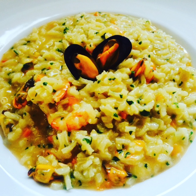 Risotto de mejillones y gambas
