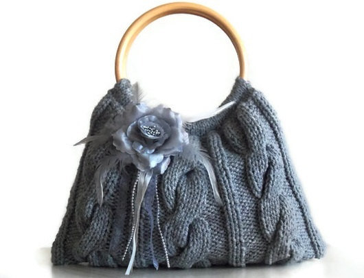 Handbags: Hand knitted tote purse