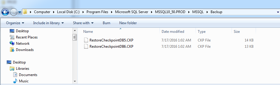 Restore Checkpoint (CKP) File in SQL Server - SQL Server