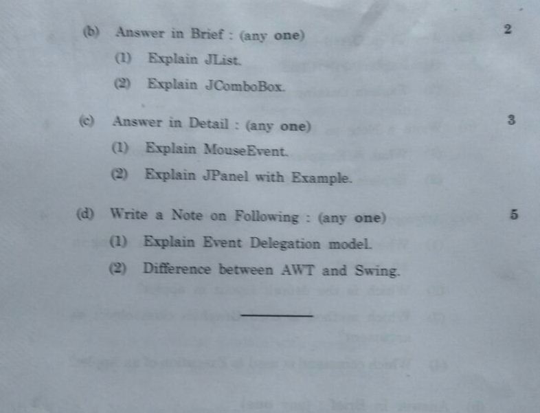 BCA Semester 4 CBCS New March 2018 Java Paper