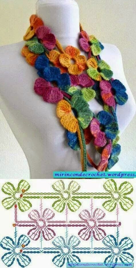 Πλεκτες Ιδεες-Crochet Ideas: πλεκω με βελονακι κασκολ λουλουδια