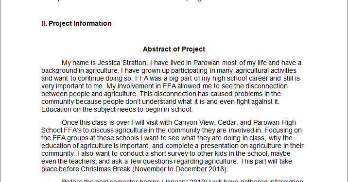 Agriculture in the Community: Original Project Proposal