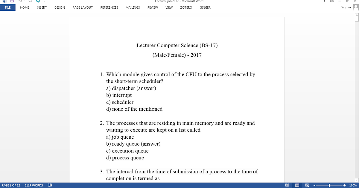 Past Model Paper of PPSC for Lecturer computer science (BS-2017) For ...
