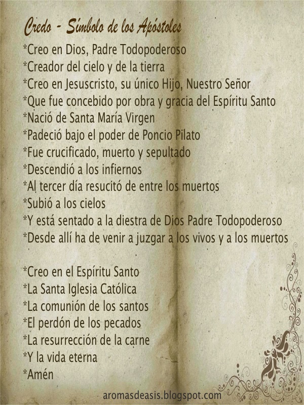 Aromas d' Asís: Credo de los Apóstoles
