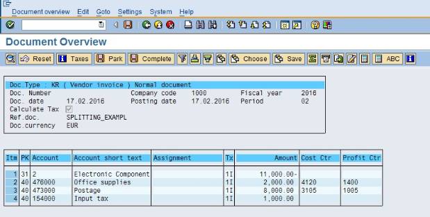 SAP FICO Central: Document Splitting in New General Ledger