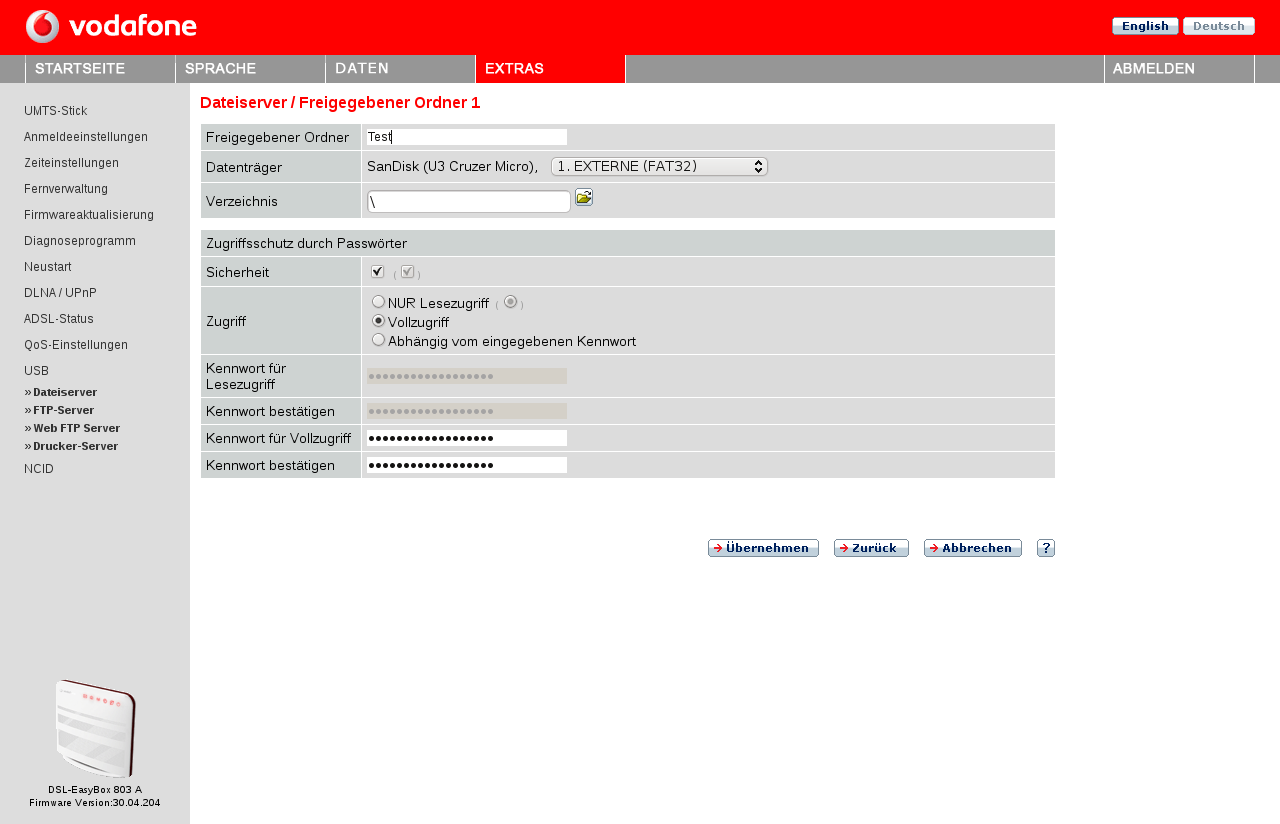 Freddy's Blog: EasyBox 803A als Dateiserver nutzen